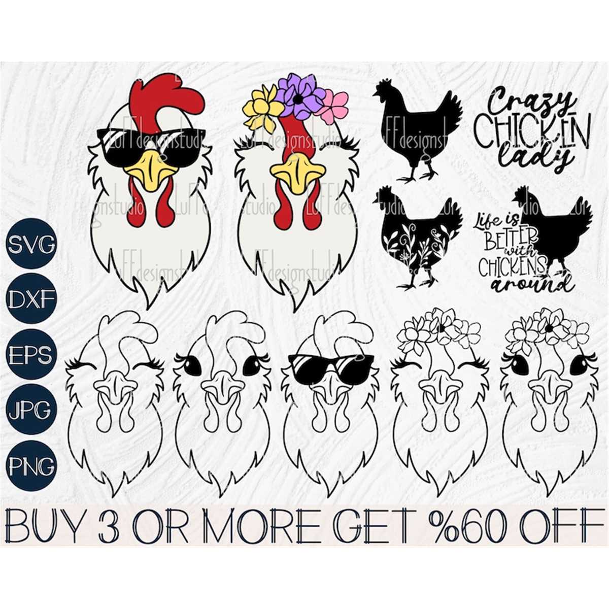 Chicken SVG Bundle, Rooster SVG, Funny Farm Animal SVG, Chic | Inspire ...