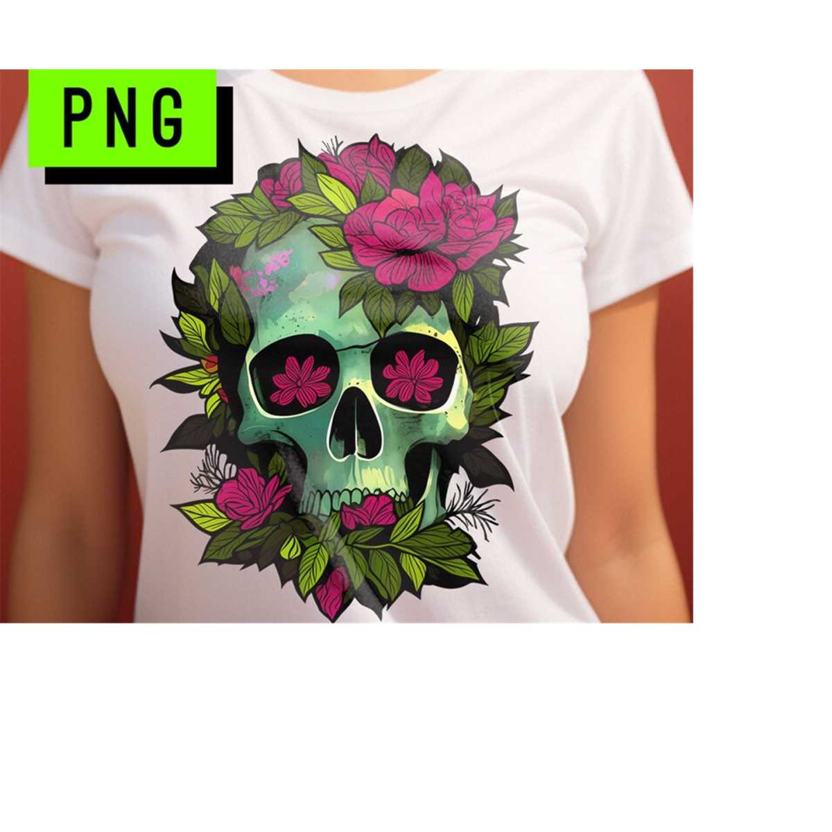 Skull with Flowers PNG | ArtPush - Inspire Uplift