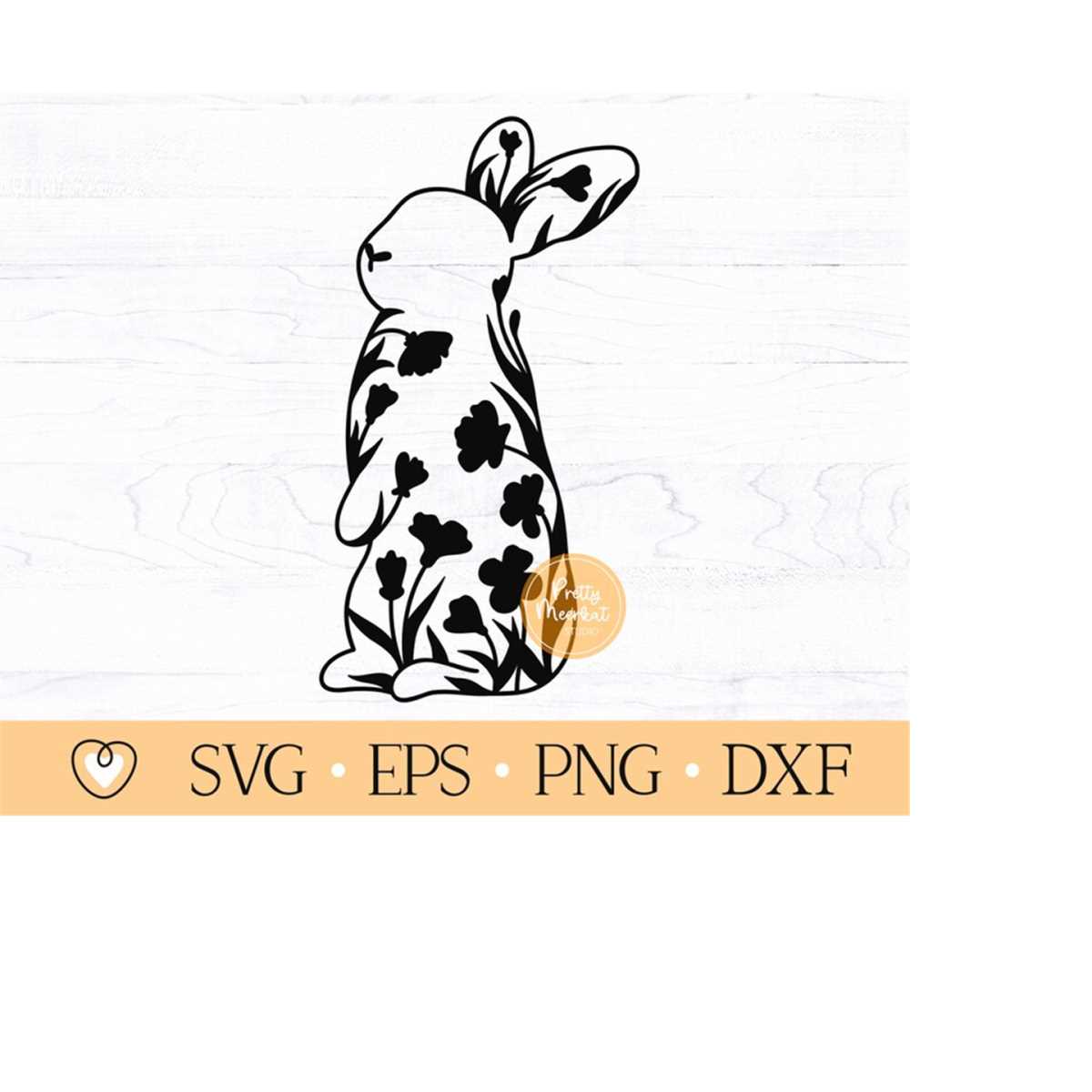 Floral Bunny svg, Bunny Silhouette svg, Easter Cut file | Inspire Uplift
