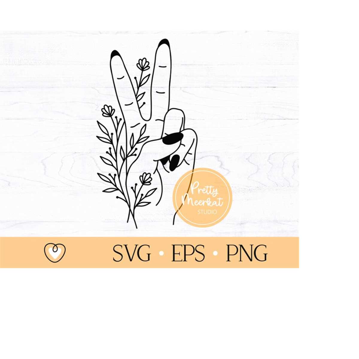 Floral Peace Sign Hand svg, Hand with Wildflowers svg, png | Inspire Uplift