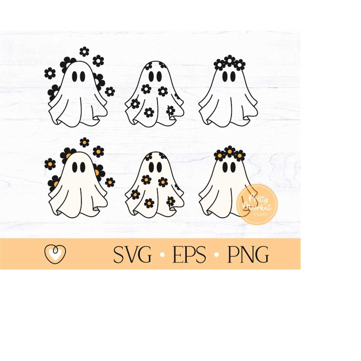 Daisy ghost SVG, PNG, Cute Ghost, Groovy Halloween, cut file | Inspire ...