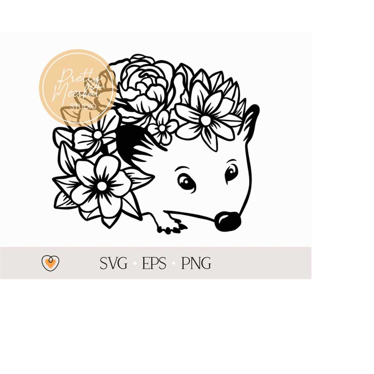 Hedgehog svg, Floral Hedgehog svg, Hedgehog with flowers svg | Inspire ...