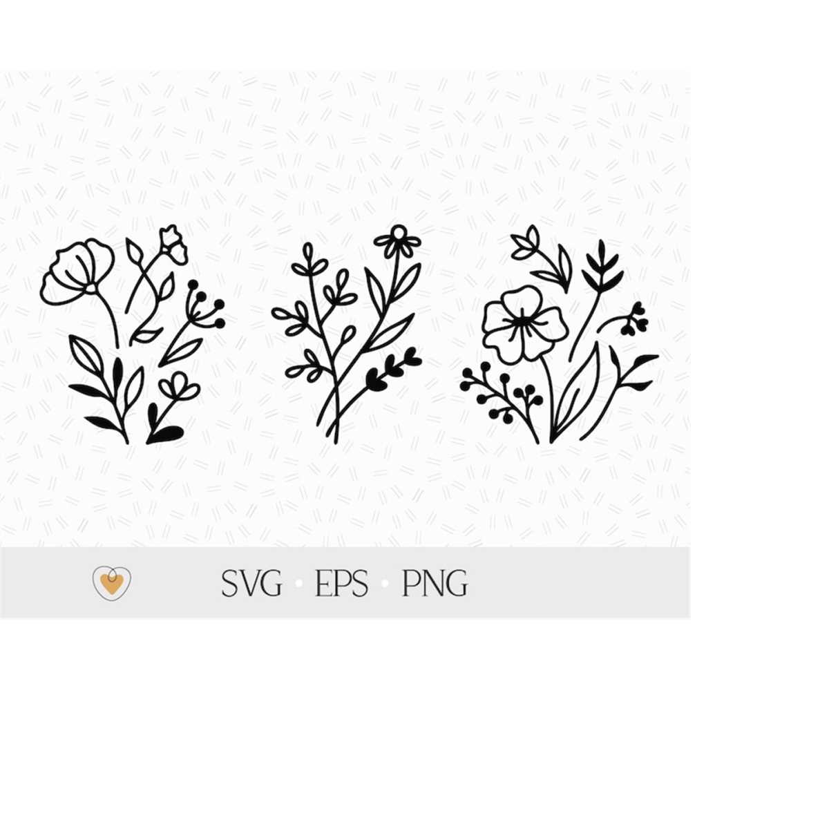 Wildflower svg, Bouquet svg, Floral branch png, Simple flowe | Inspire ...