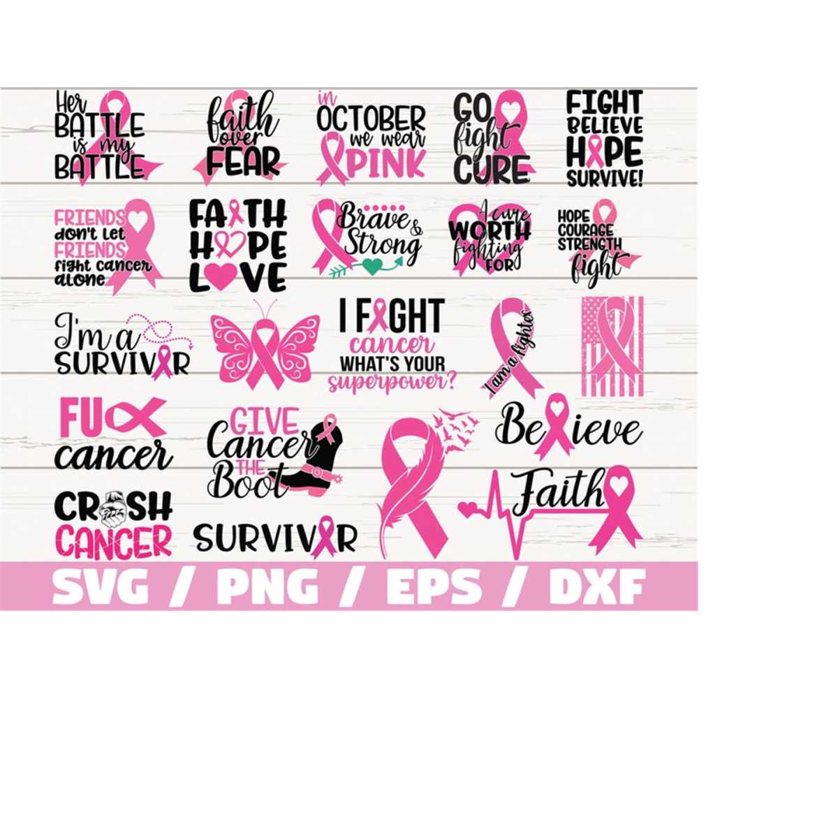 Cancer Awareness SVG Bundle / Breast Cancer SVG / Cut Files | Inspire ...