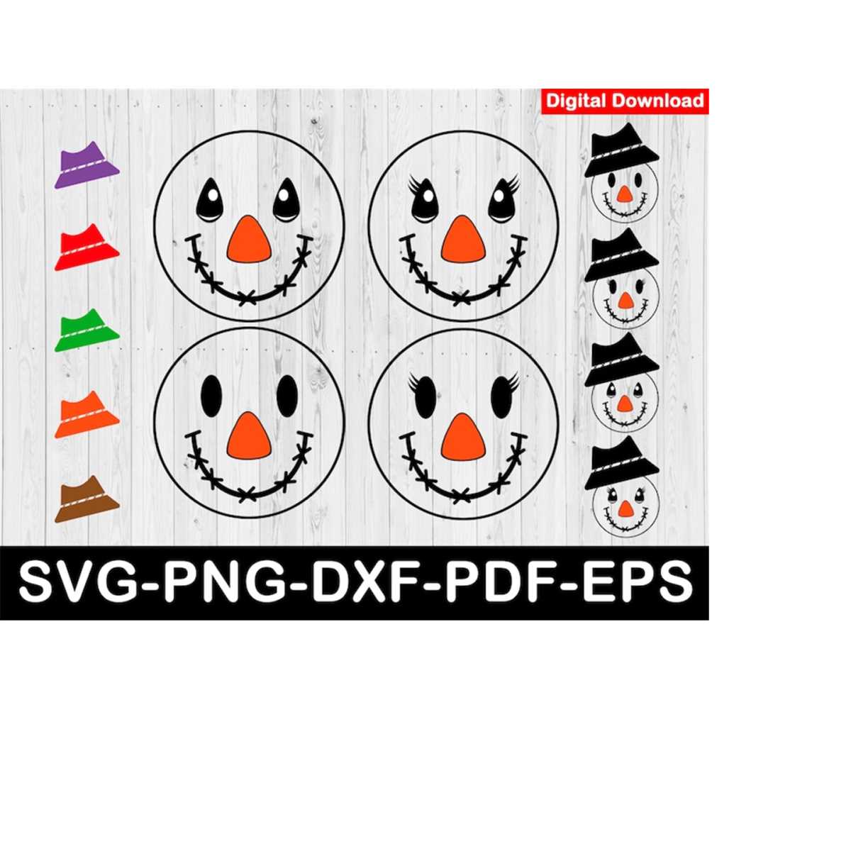 Scarecrow Face Svg Bundle, Fall Svg File, Fall Smiley Face S | Inspire ...
