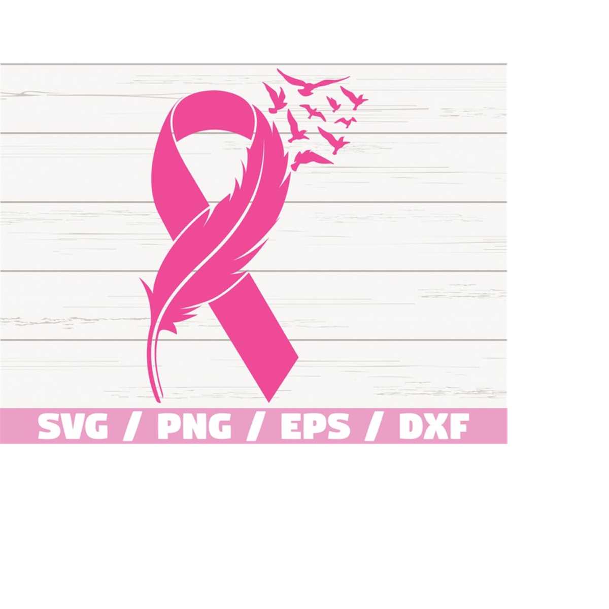 Feather Pink Ribbon SVG / Cut File / Cricut / Commercial use - Inspire ...