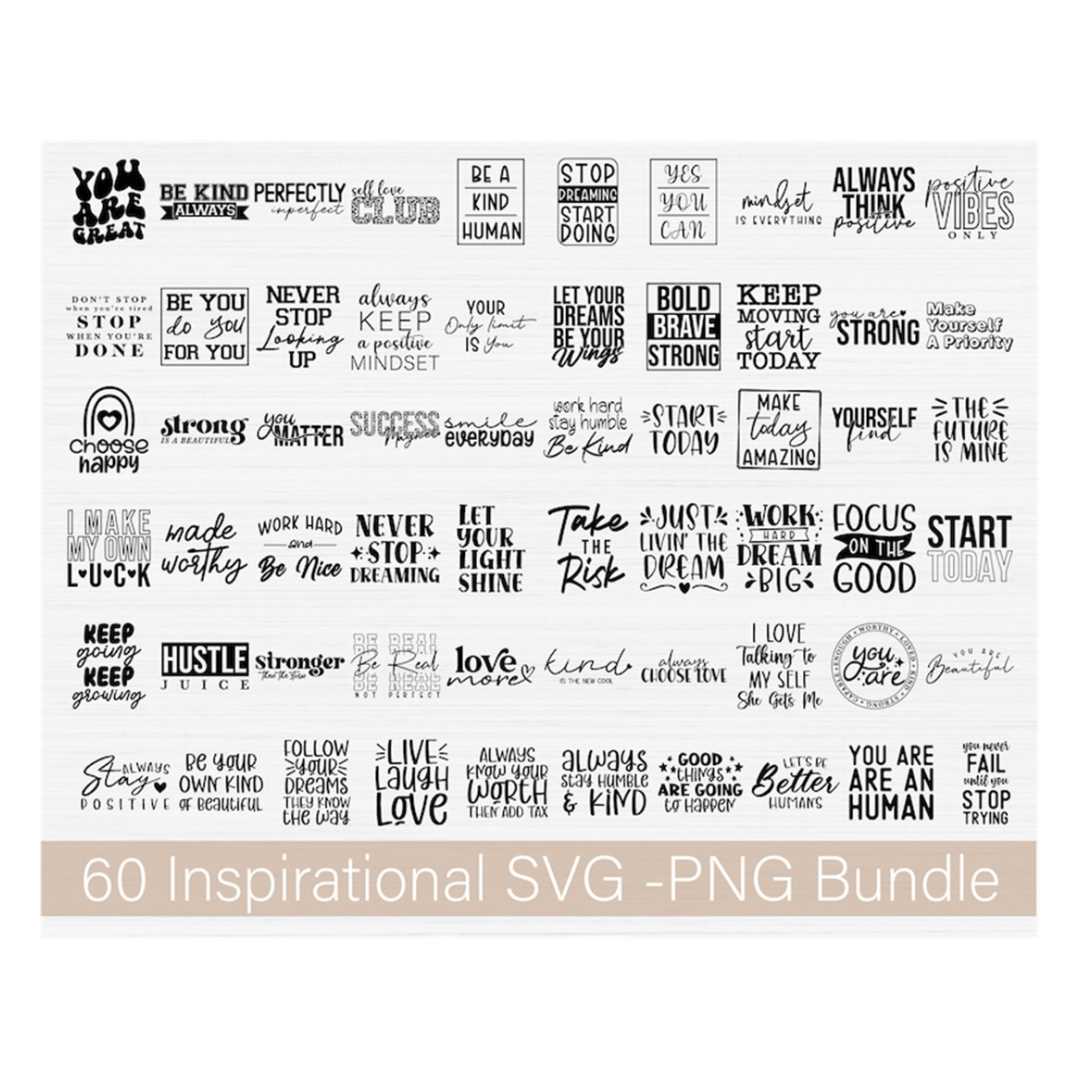 Inspirational SVG PNG Bundle, Motivational Sayings, Quotes C | Inspire ...