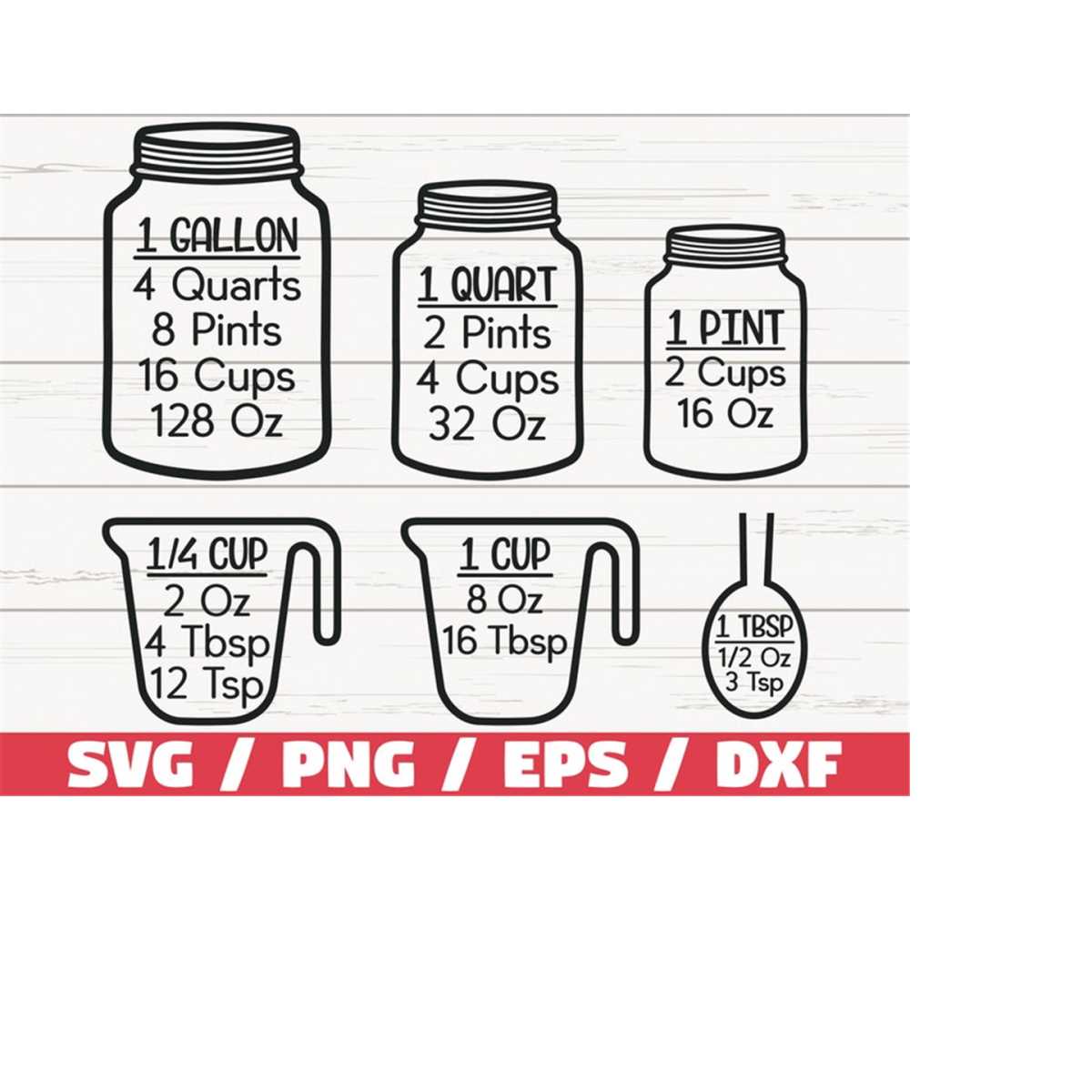 Kitchen Conversions SVG/ Cut Files / Measurement cheat sheet - Inspire ...