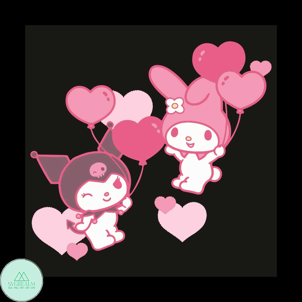 My Melody And Kuromi Valentine Day Hearts Svg, Valentine Svg | Inspire ...
