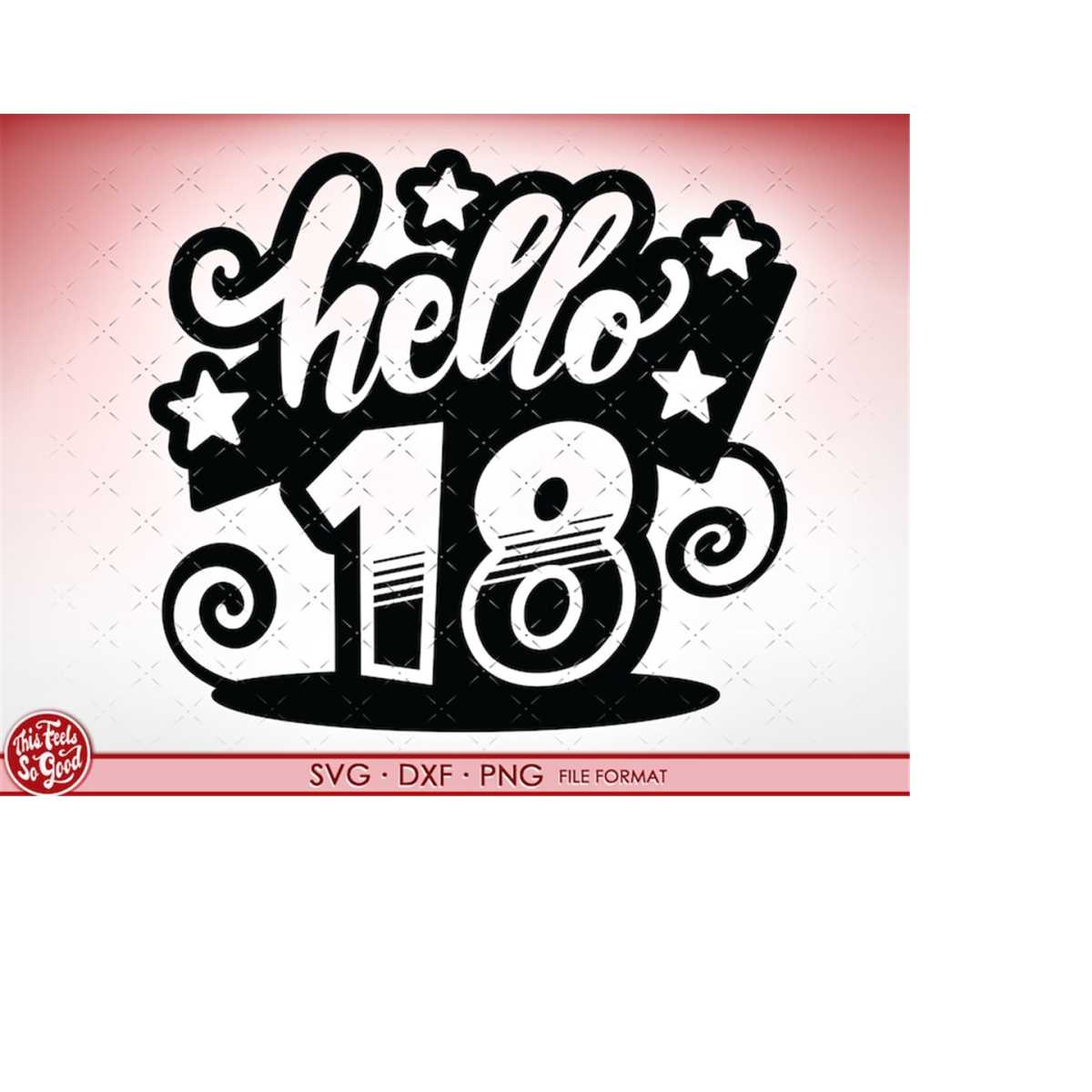 SVG 18th Birthday hello 18 svg files for Cricut. Birthday Gi | Inspire ...