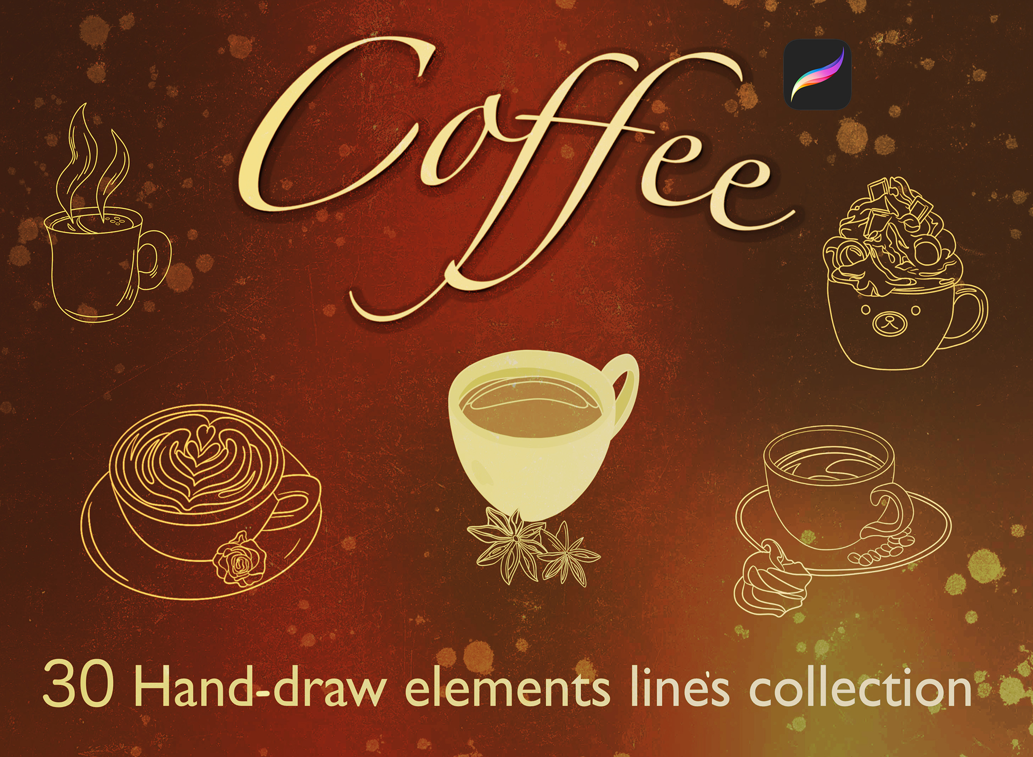 Coffee Brush Stamps for Procreate | Inspire Uplift