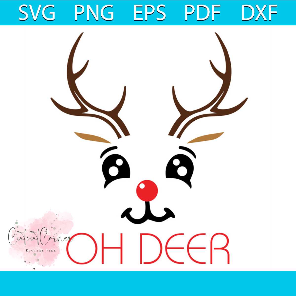 Oh Deer Christmas Reindeer Face Svg, Christmas Svg, Oh Deer | Inspire ...