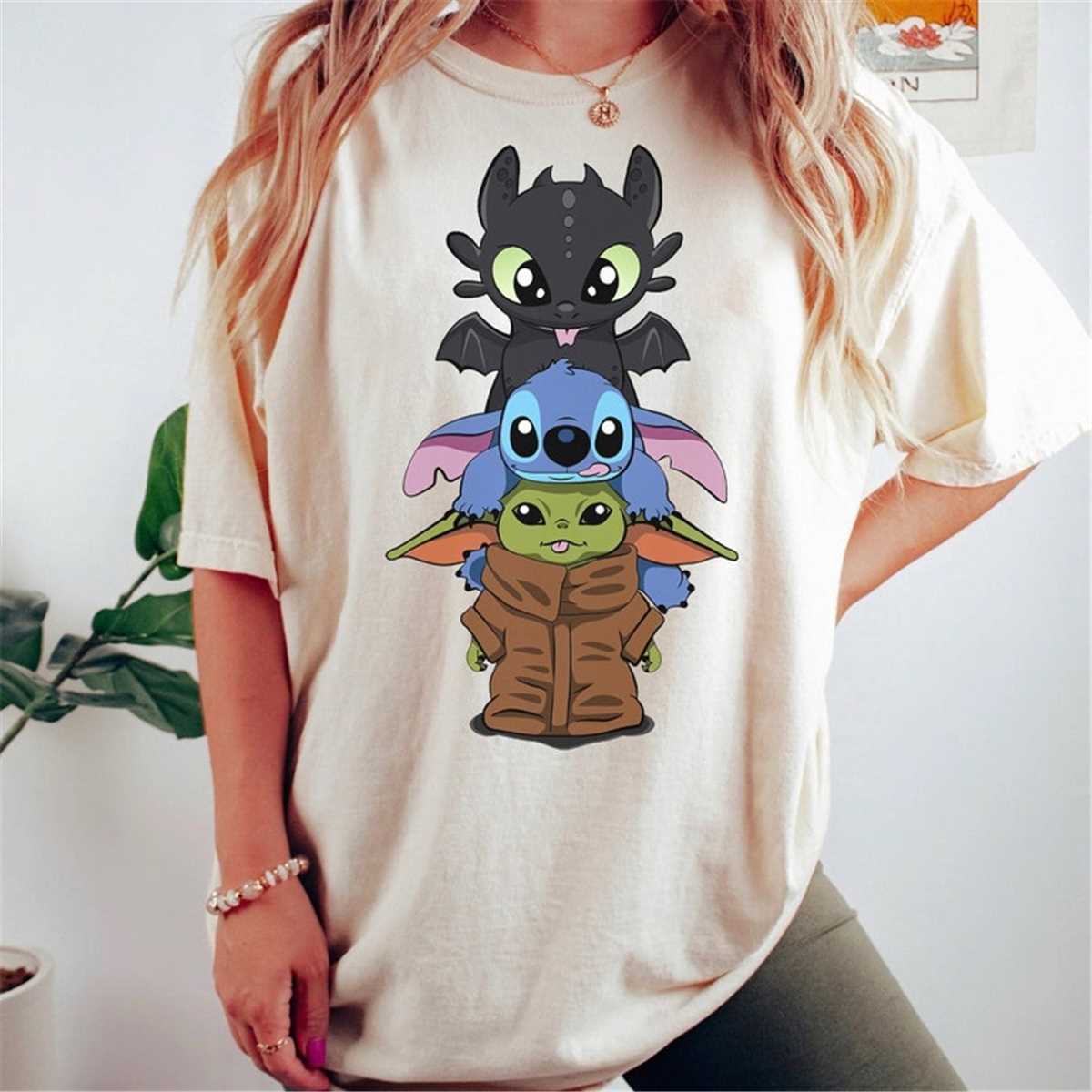 Stitch, Baby Yoda, Night Fury Toothless Comfort Colors Shirt | Inspire ...