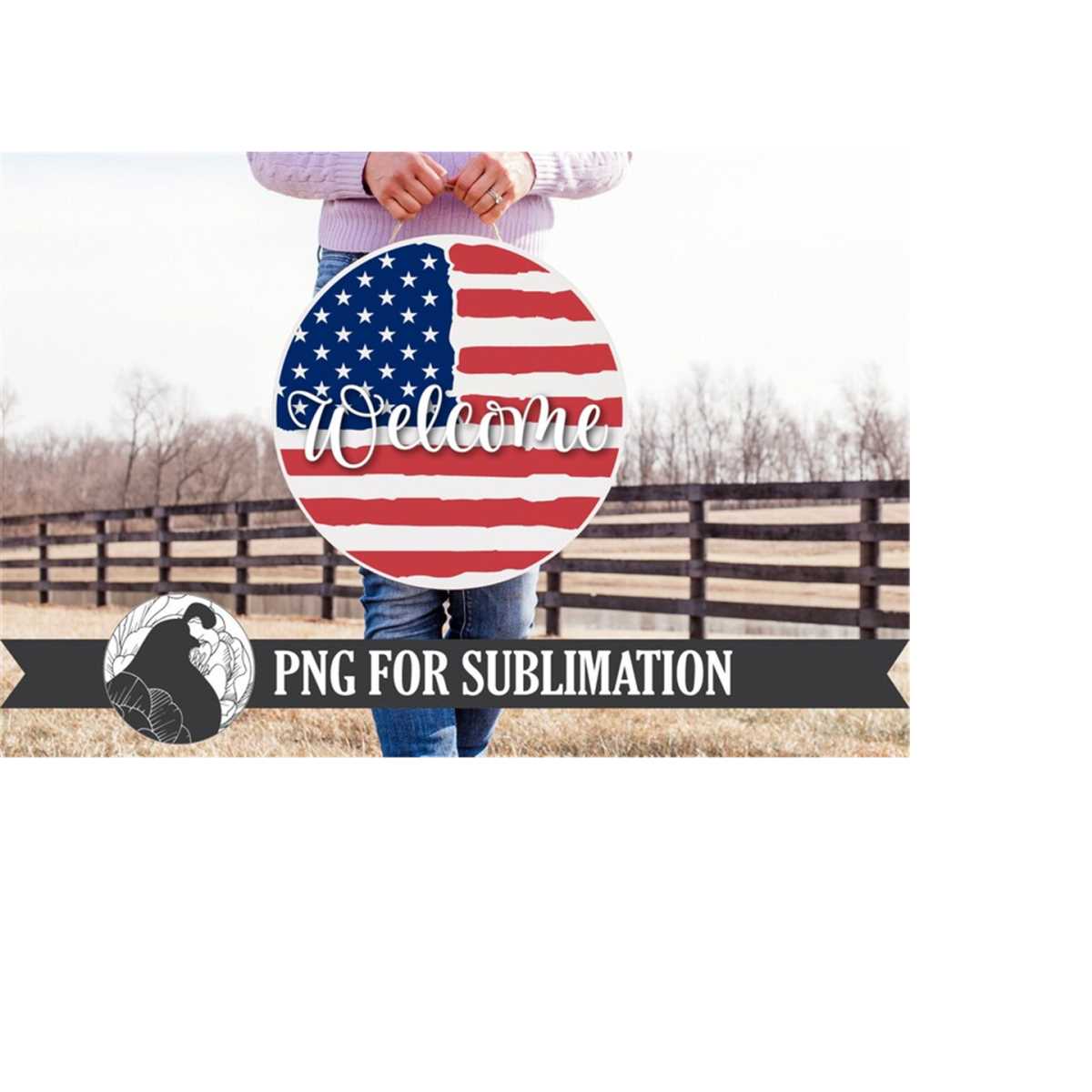 Round Flag Welcome Sublimation, Sign Sublimation, 4th of Jul | Inspire ...
