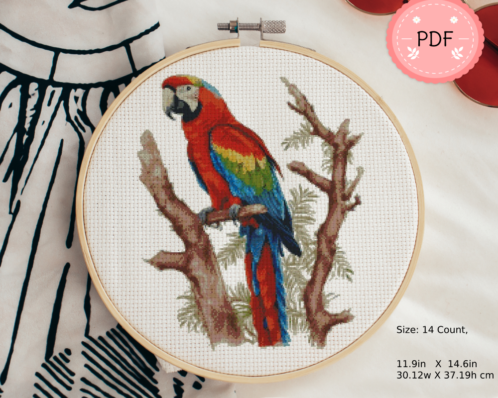 Parrot Cross Stitch Pattern , Pdf , Instant Download , Anima - Inspire ...