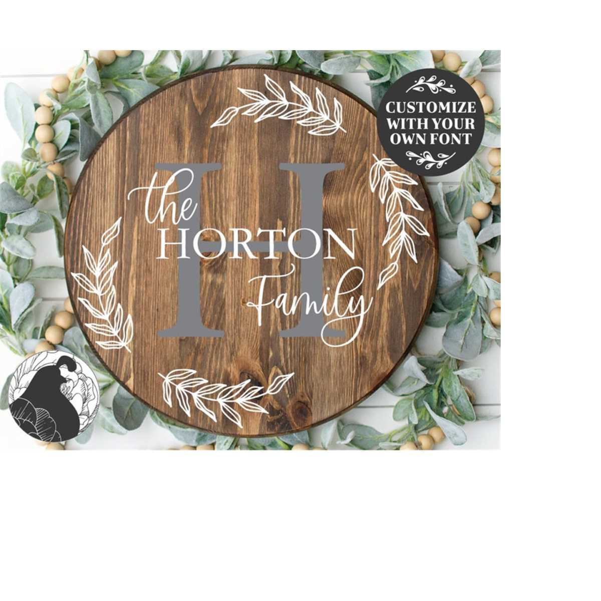 Wreath Monogram Family Last Name Farmhouse Sign SVG, Throw P | Inspire ...