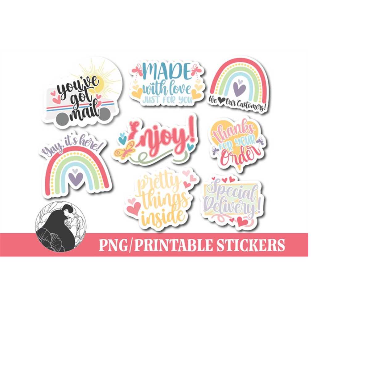 Digital Stickers for Packages, PNG File, Thank You Sticker P | Inspire ...