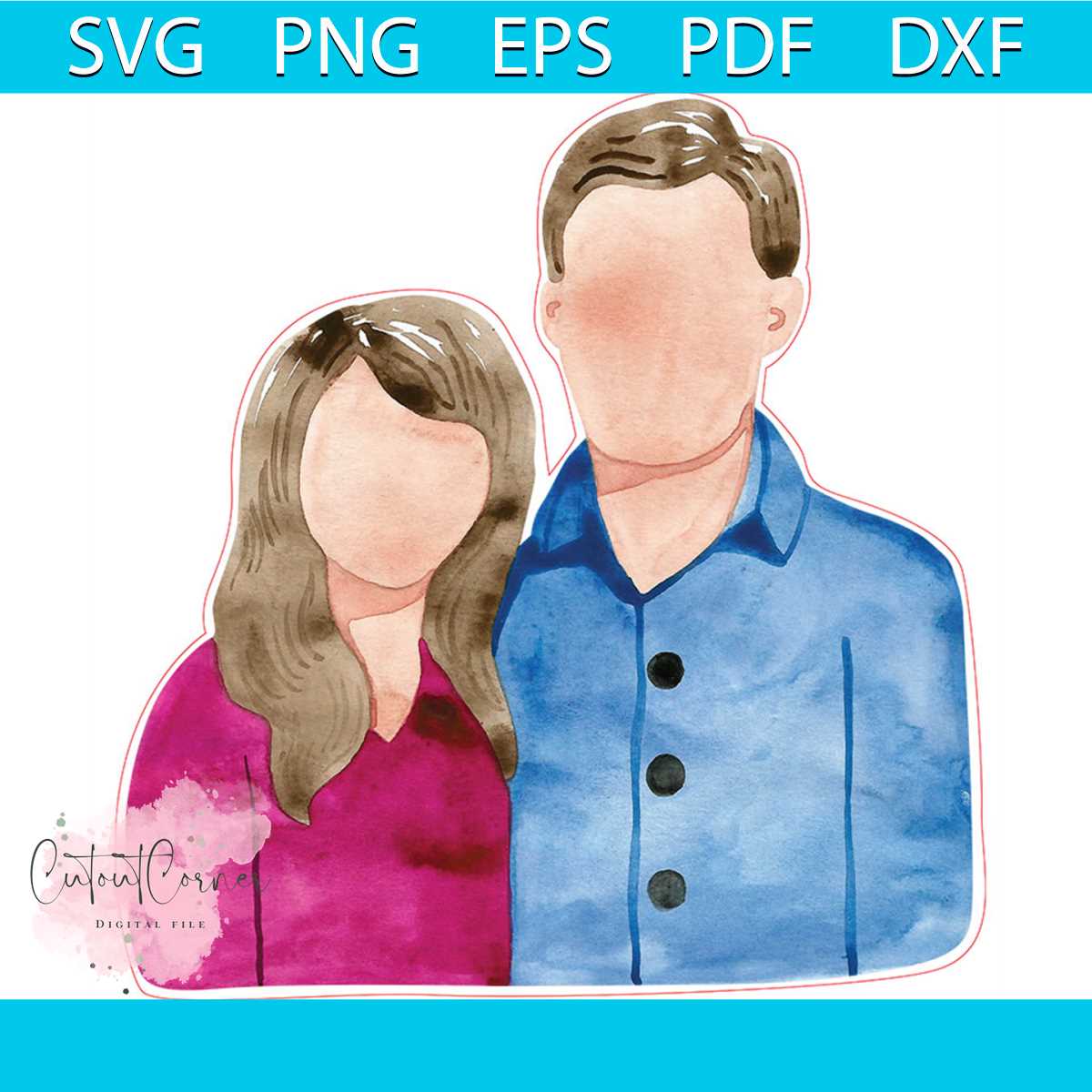 Faceless Couple Portrait Svg, Valentine Svg, Faceless Svg, C | Inspire ...