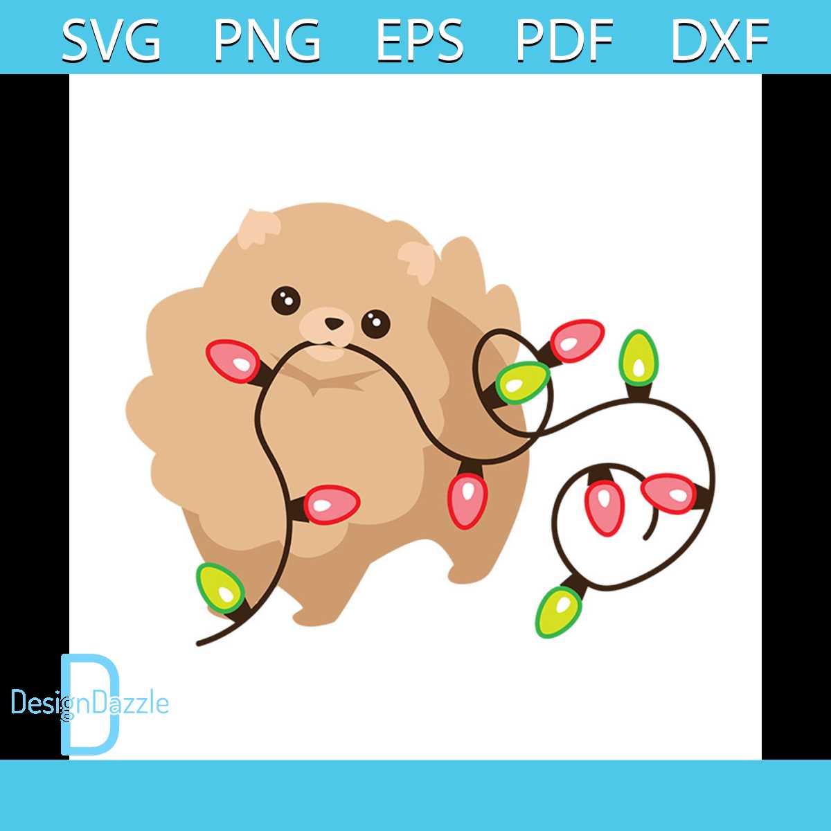 Fluffy Dog Playing With Christmas Lights Svg, Christmas Svg, | Inspire ...