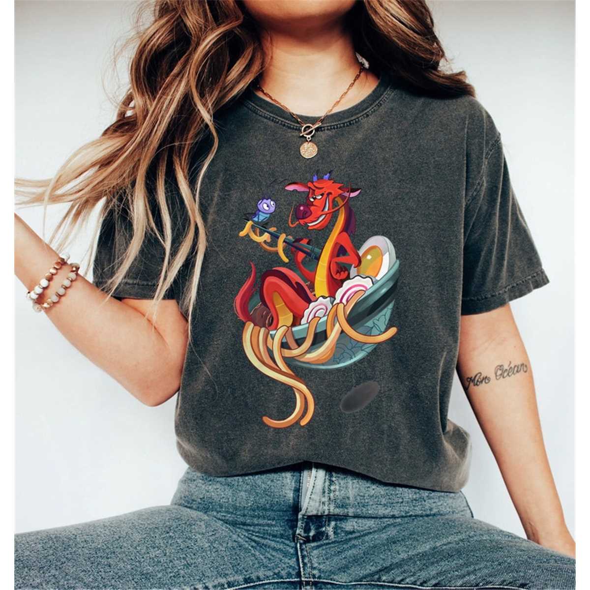 Funny Disney Mulan Characters Mushu Dragon Noodle Shirt, Mul | Inspire ...
