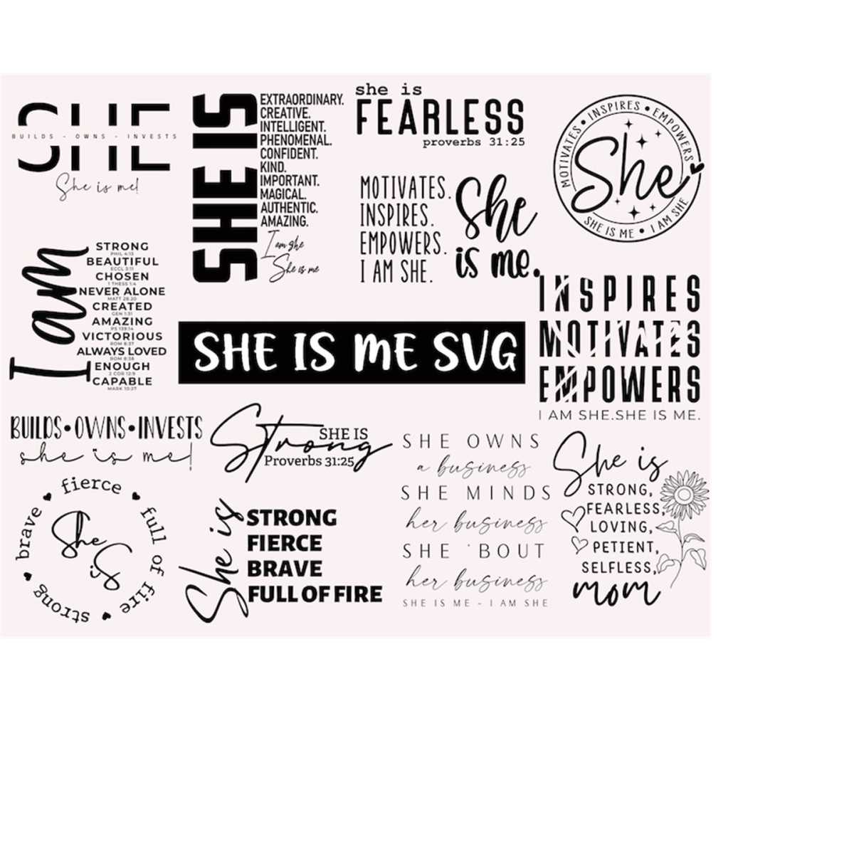 She Is Me Svg Bundle, Postive Quotes Svg, Woman Affirmation - Inspire ...