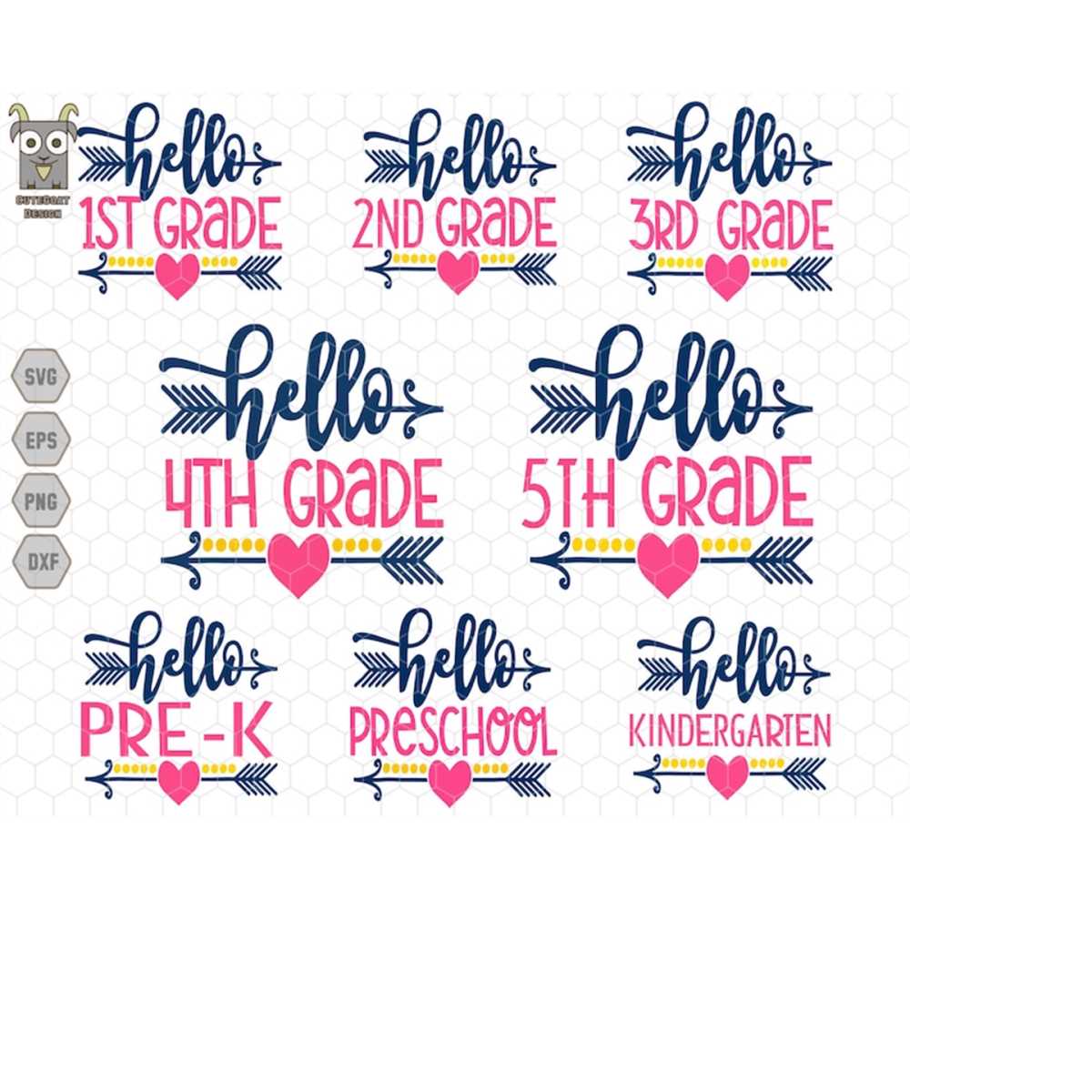 Hello Back To School Svg Bundle, Hello Kindergarten Svg, 1st | Inspire ...