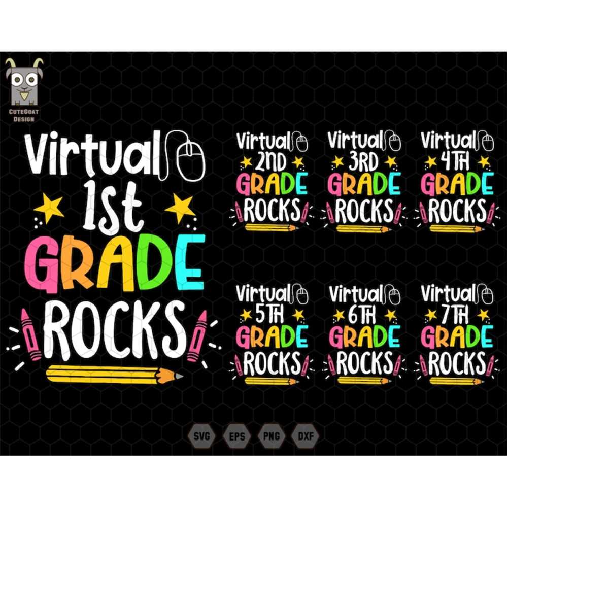Virtual 1st Grade Rocks Svg, Back To School Svg Bundle, Retr | Inspire ...