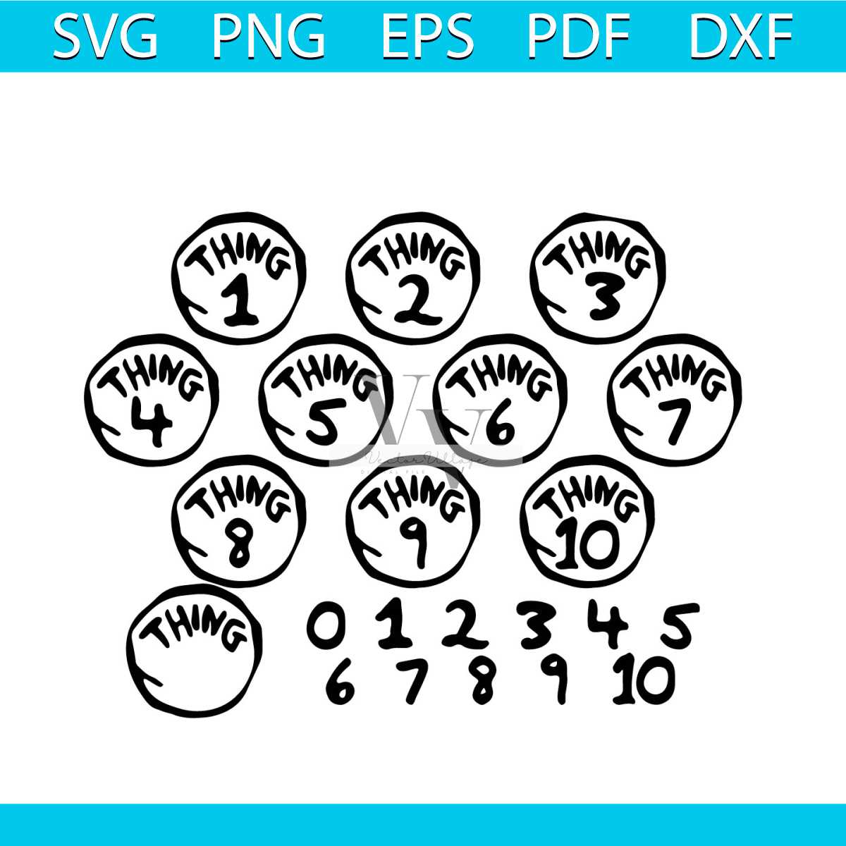 Thing One Thing Two Face With Number Svg, Dr Seuss Svg, Thin - Inspire ...
