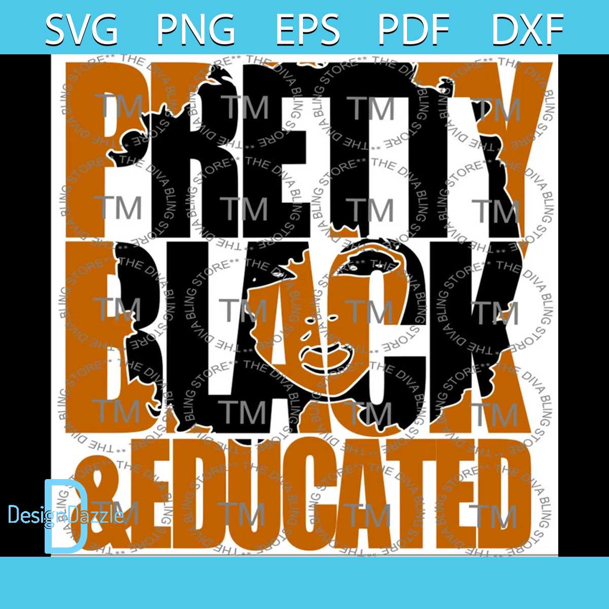 Pretty Black And Educated Knockout Svg, Juneteenth Svg, Blac - Inspire ...