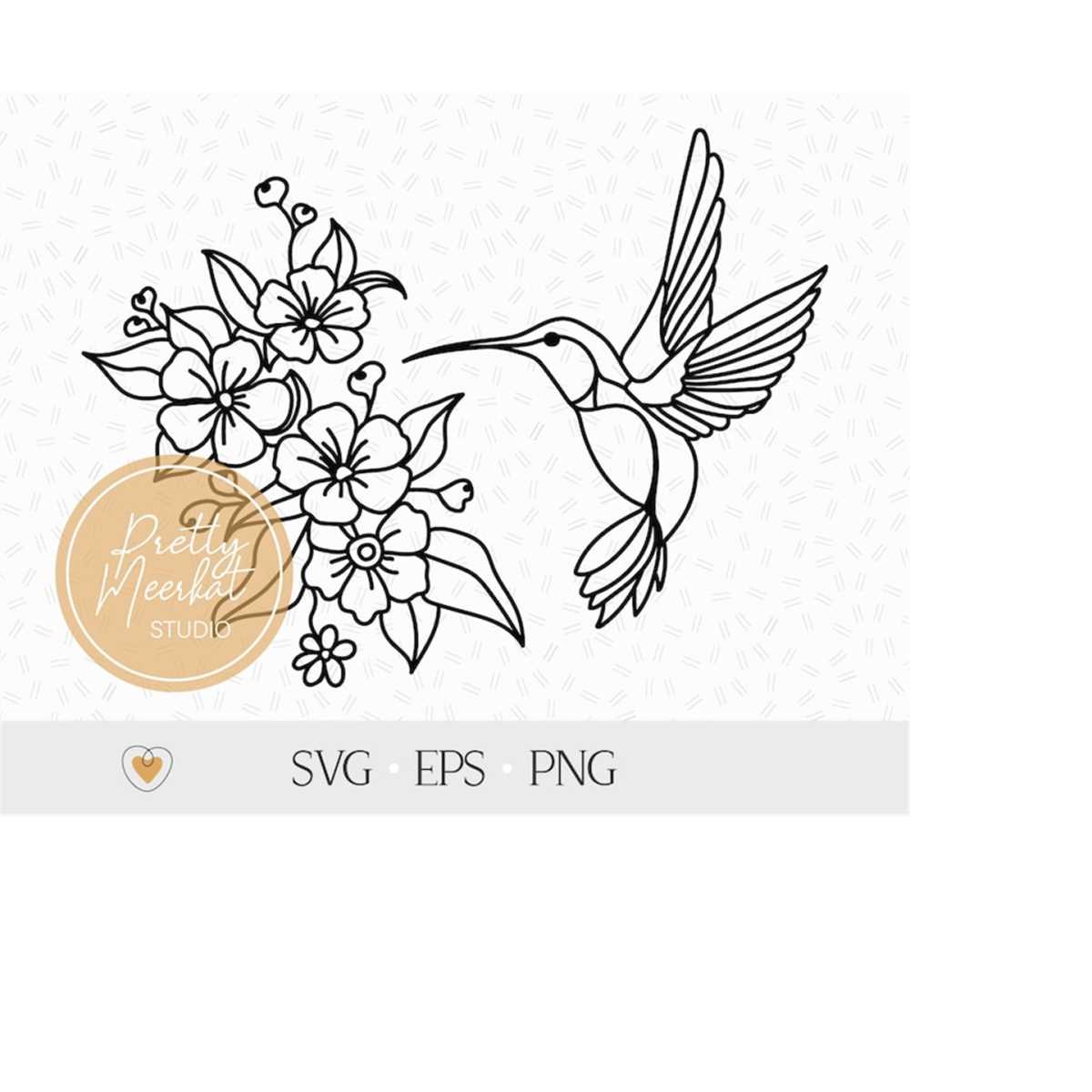 Hummingbird With Flower Svg | Inspire Uplift
