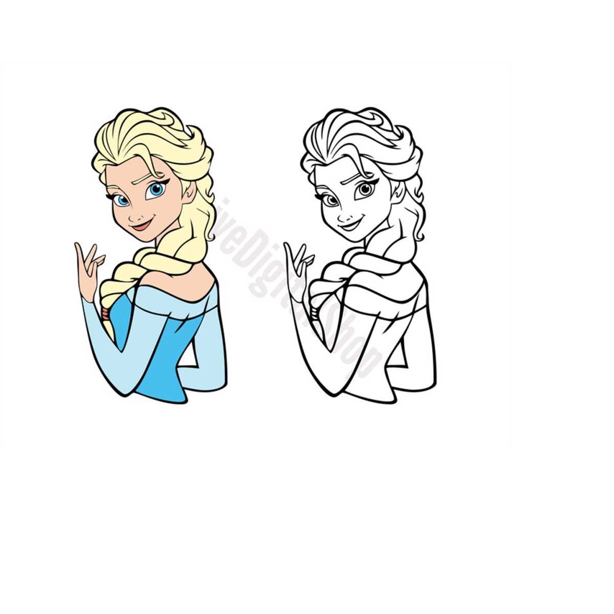 Frozen Elsa SVG, Princess Elsa Outlined SVG, Cut File - Digi - Inspire ...