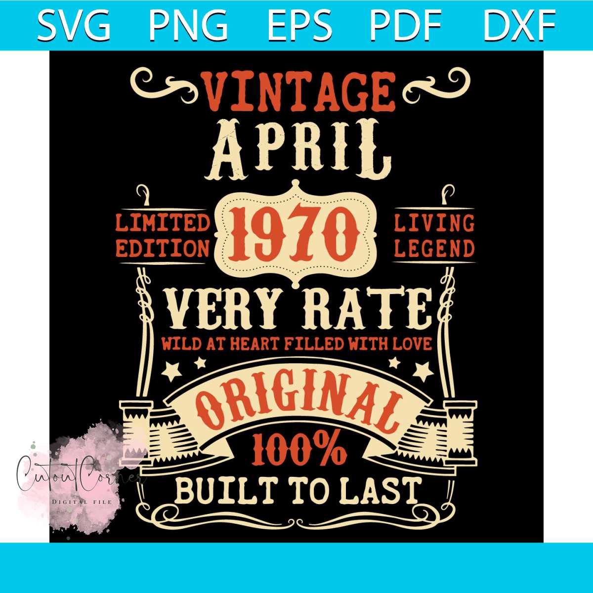Vintage April 1970 52th Birthday Svg, Birthday Svg, April Sv | Inspire ...