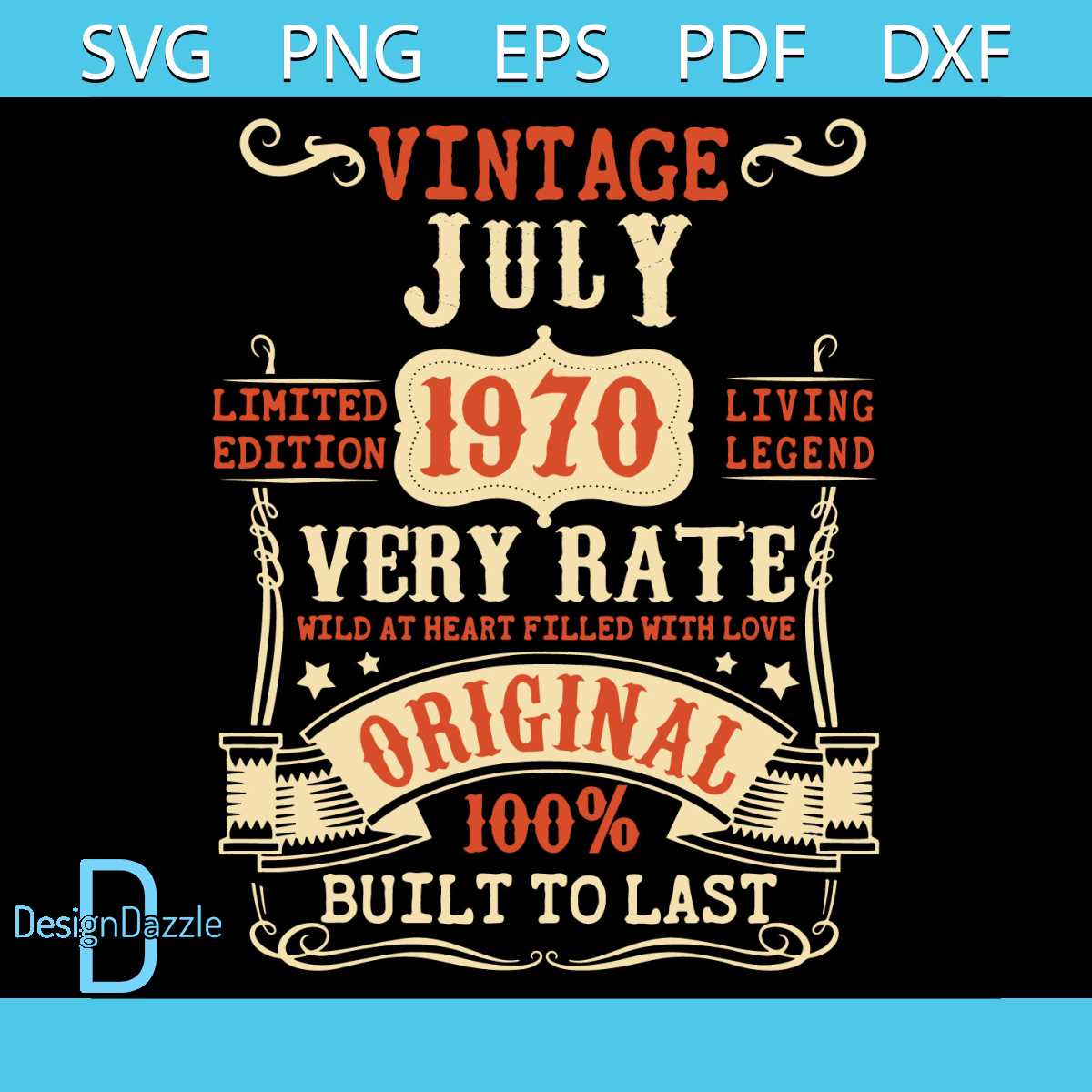 Vintage July 1970 52th Birthday Svg, Birthday Svg, July Svg, | Inspire ...