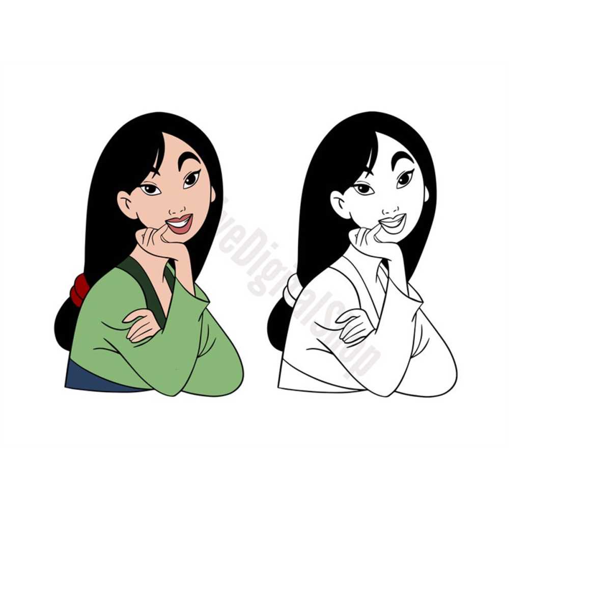 Princess Mulan SVG, Princess Mulan Outlined SVG, Cut File - | Inspire ...