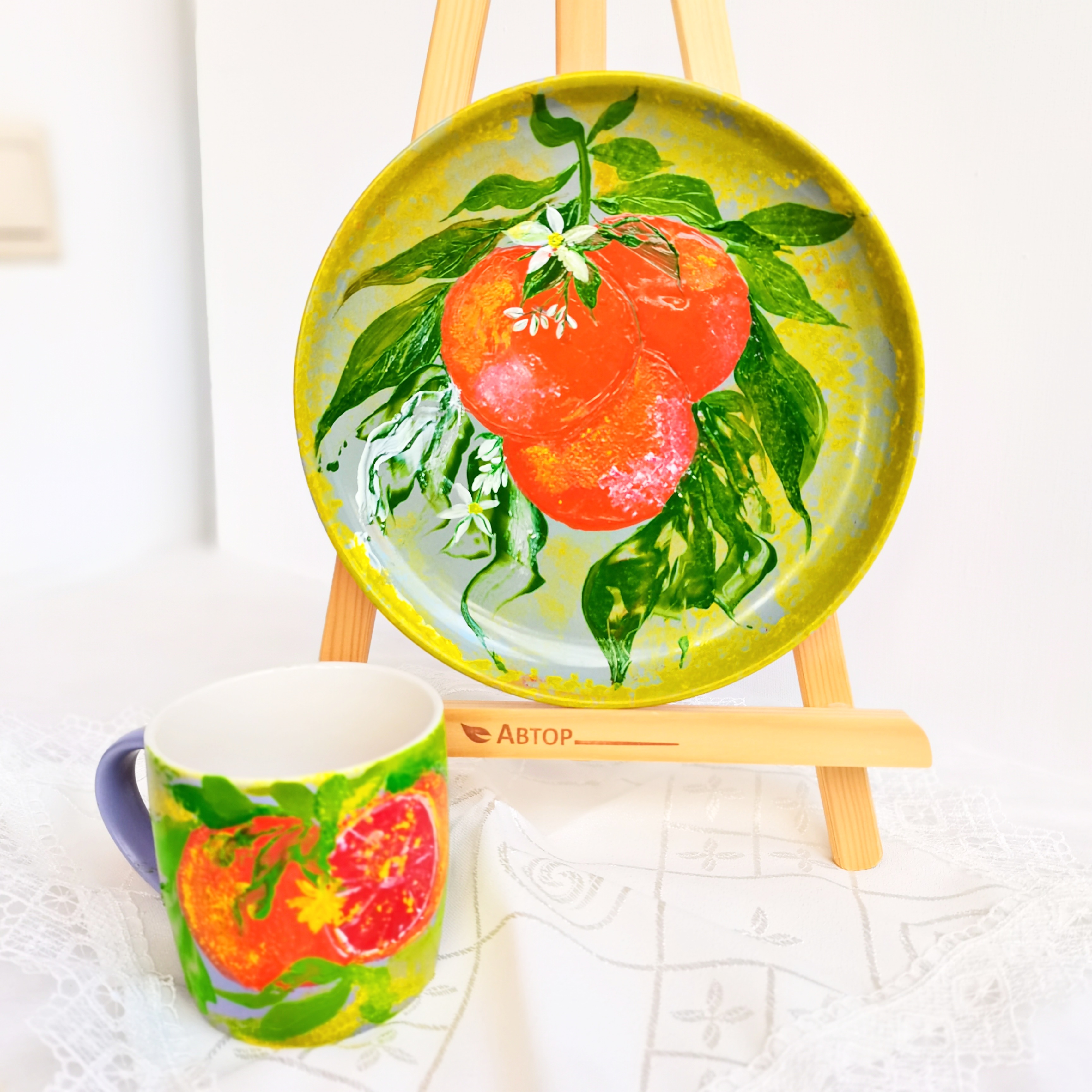 Original Set Of Porcelain Tableware Orange Fruit Painting Ha - Inspire ...