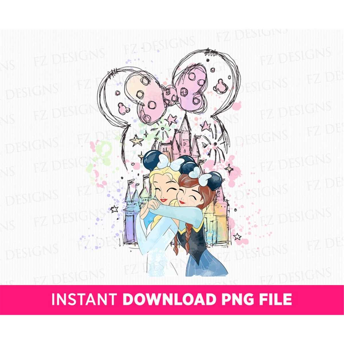 Watercolor Princess Friends Png, Best Friends Princess Png, | Inspire ...