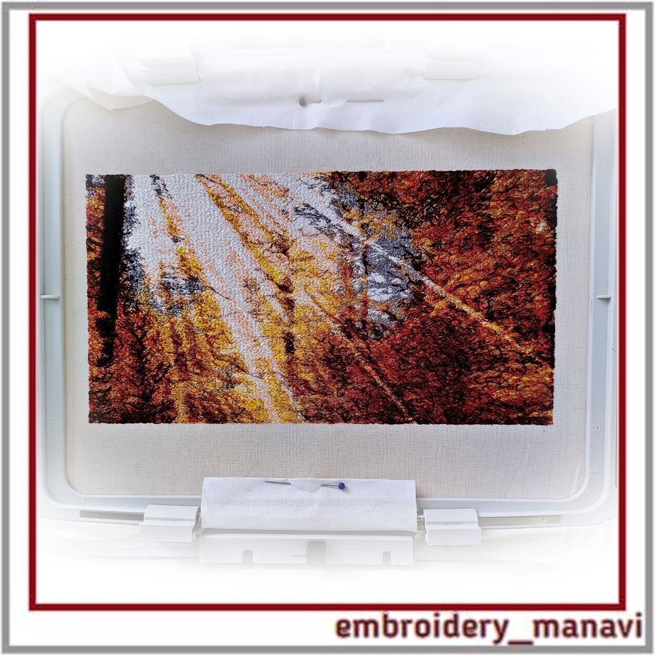 Machine embroidery design photo stitch Autumn Park | Inspire Uplift
