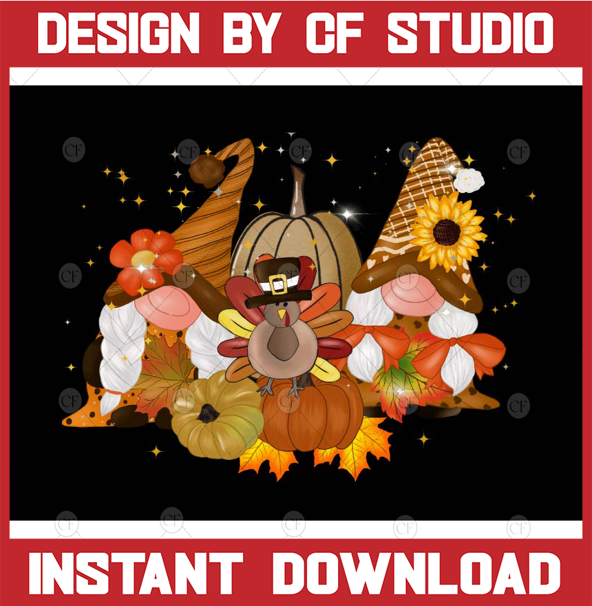 Thanksgiving Gnomes PNG, Turkey clipart, Fall Gnomes clipart | Inspire ...