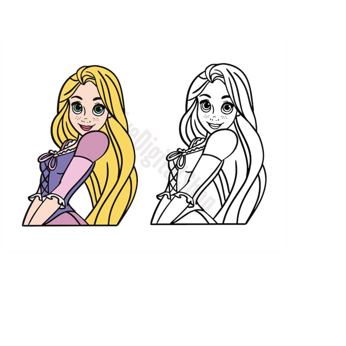 Princess Rapunzel SVG, Princess Outlined SVG, Cut File - Dig | Inspire ...