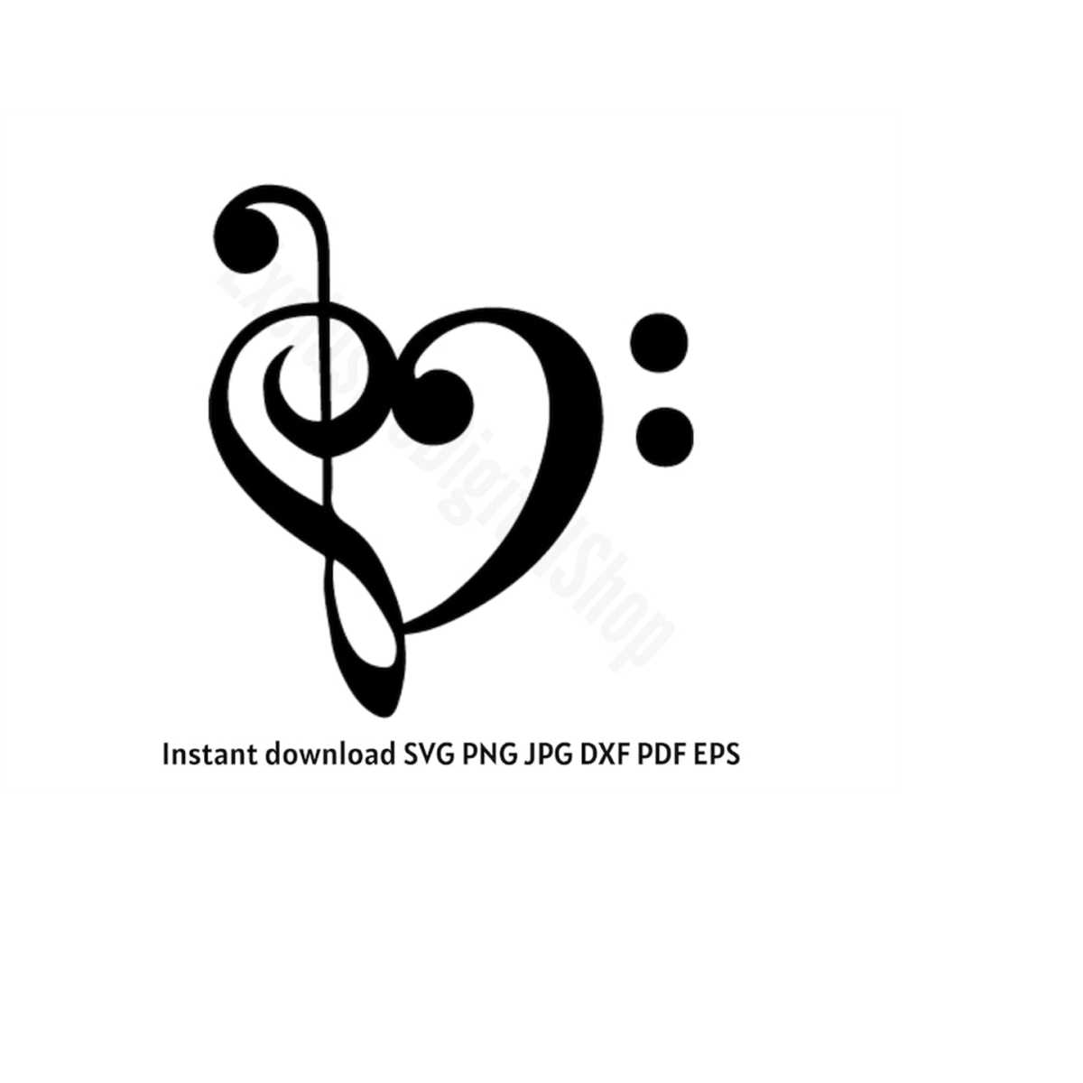 Musical Note Heart Instant Download SVG, PNG, JPG, dxf, pdf, | Inspire ...
