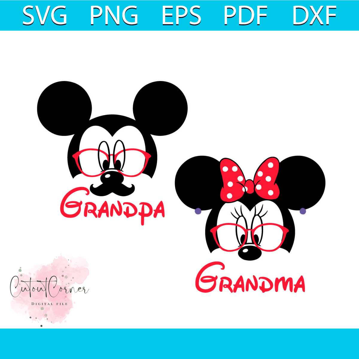 Mickey Grandpa Minnie Grandma Svg, Disney Svg, Mouse Couple | Inspire ...