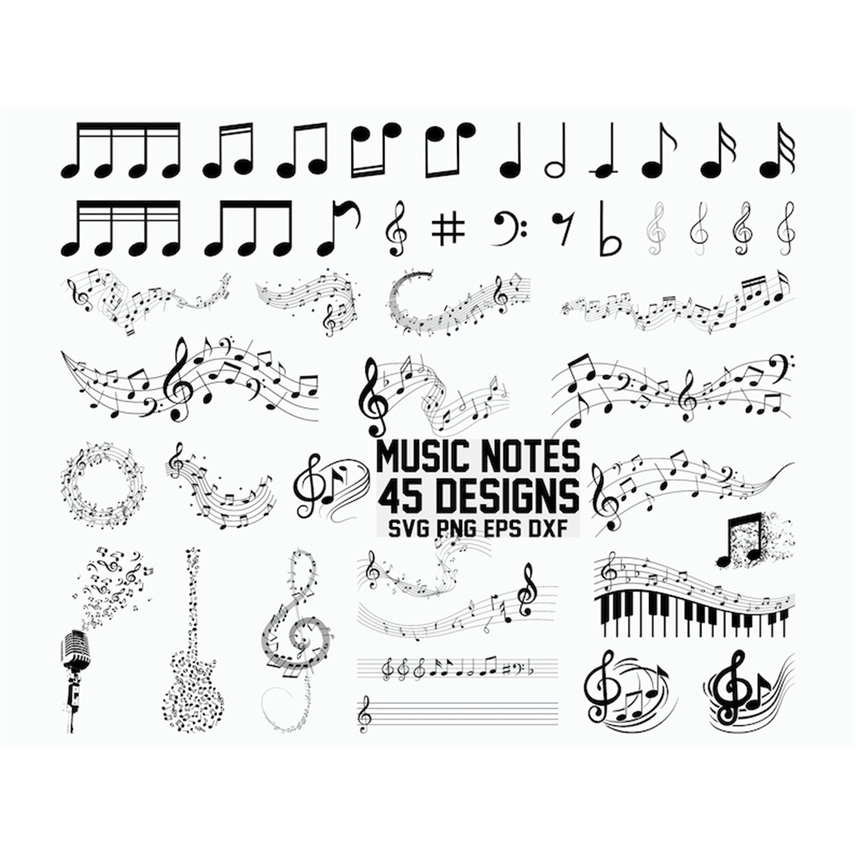 Music Notes SVG / Guitar Note Svg / Cut Files / Cricut / Cli | Inspire ...