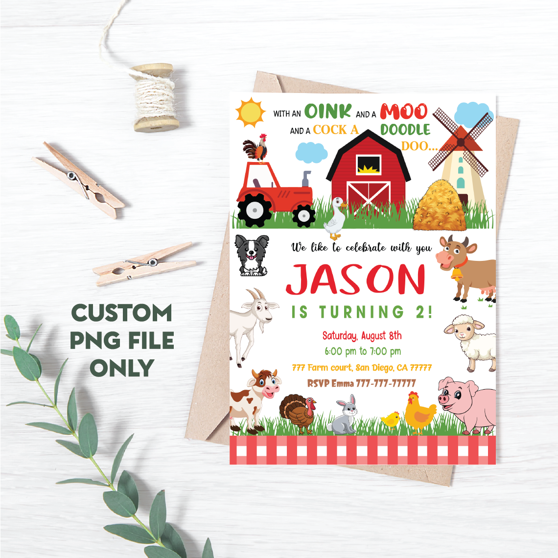 Personalized File Farm Invitation PNG File Only, Farm Birthd - Inspire ...