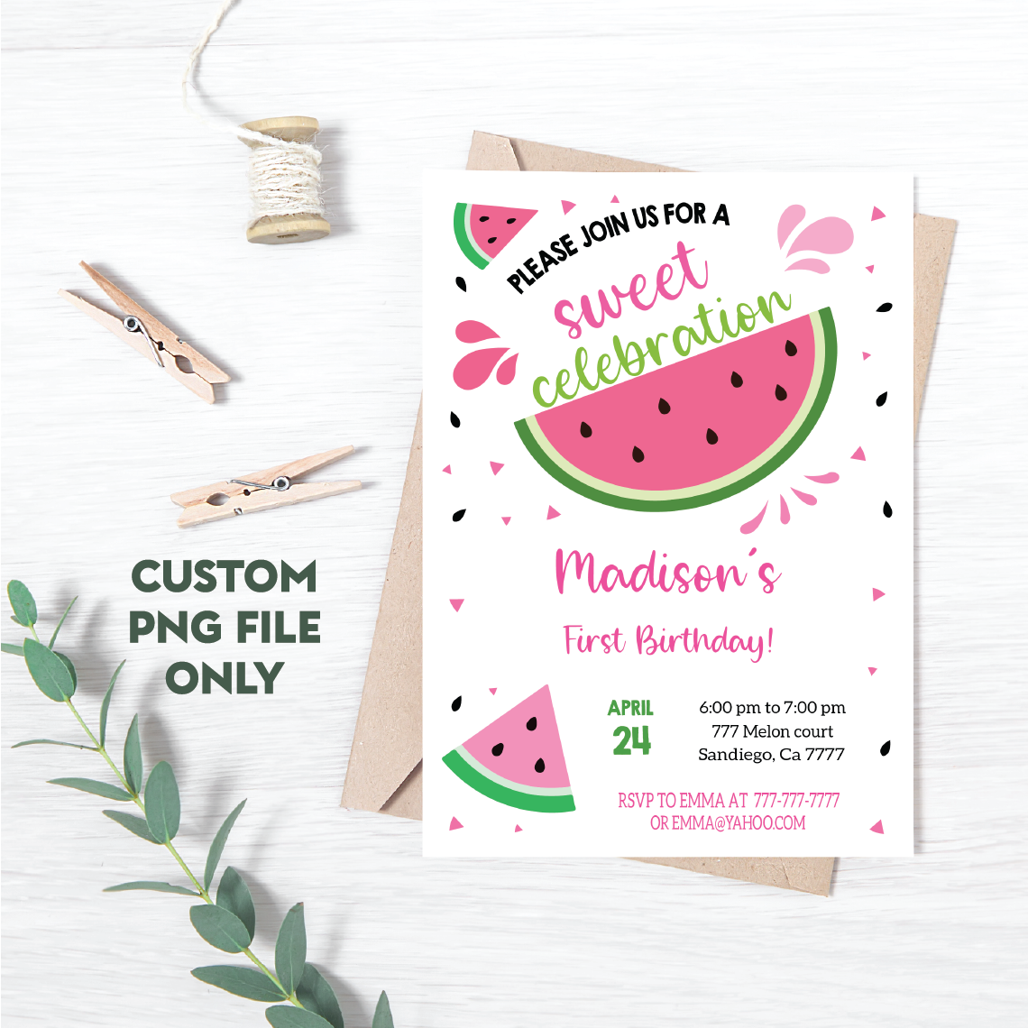 Personalized File Watermelon Invitation Png, Watermelon Invi - Inspire ...
