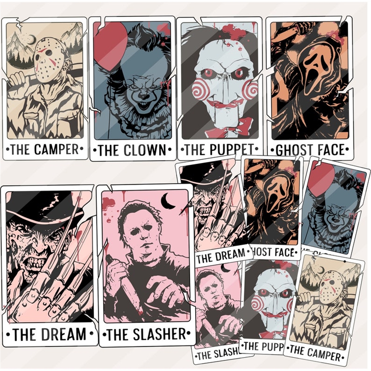 Horror Characters Tarot Card SVG, Horror svg, Horror friends - Inspire ...
