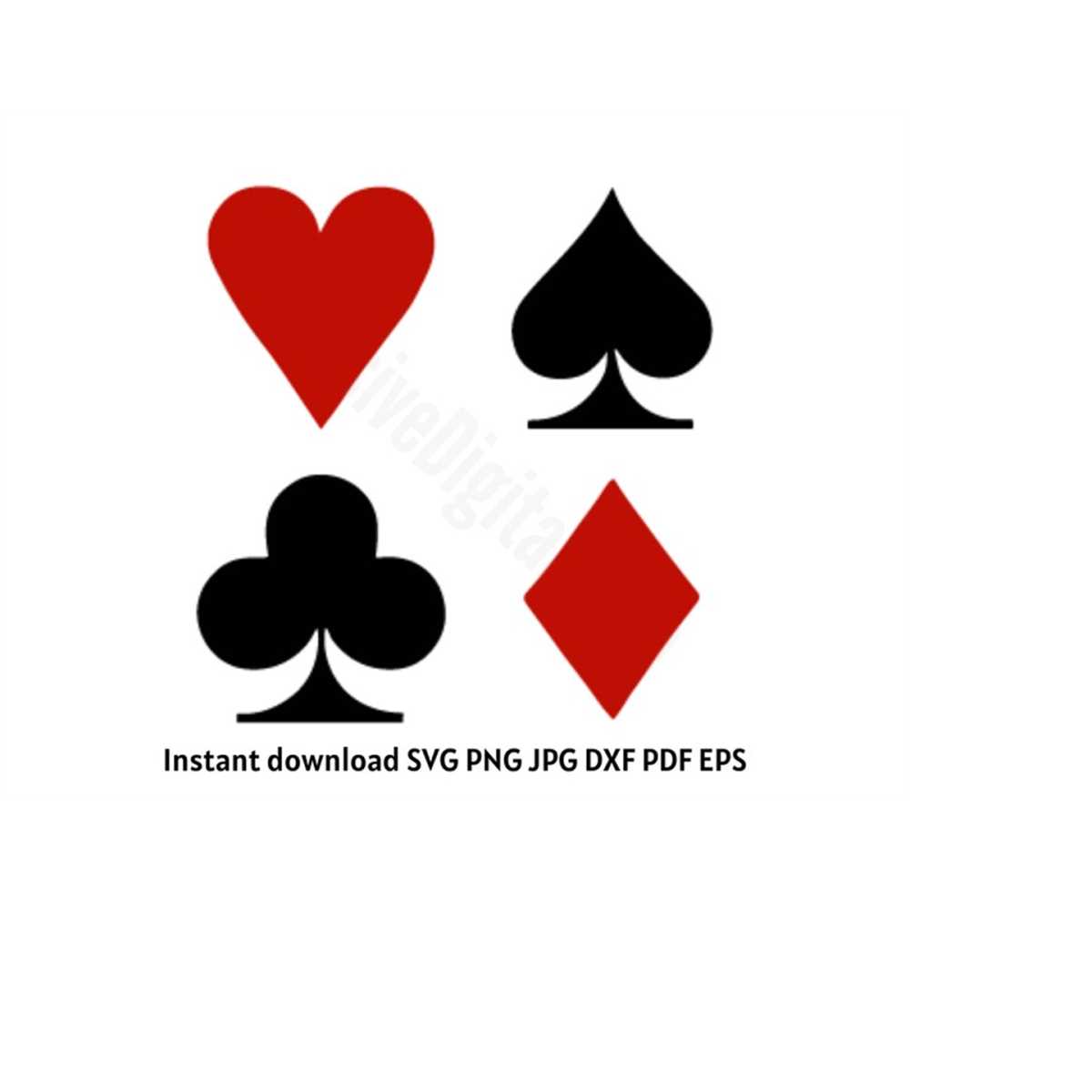 Play Card Suits SVG, PNG, JPG, dxf, pdf, eps digital downloa - Inspire ...