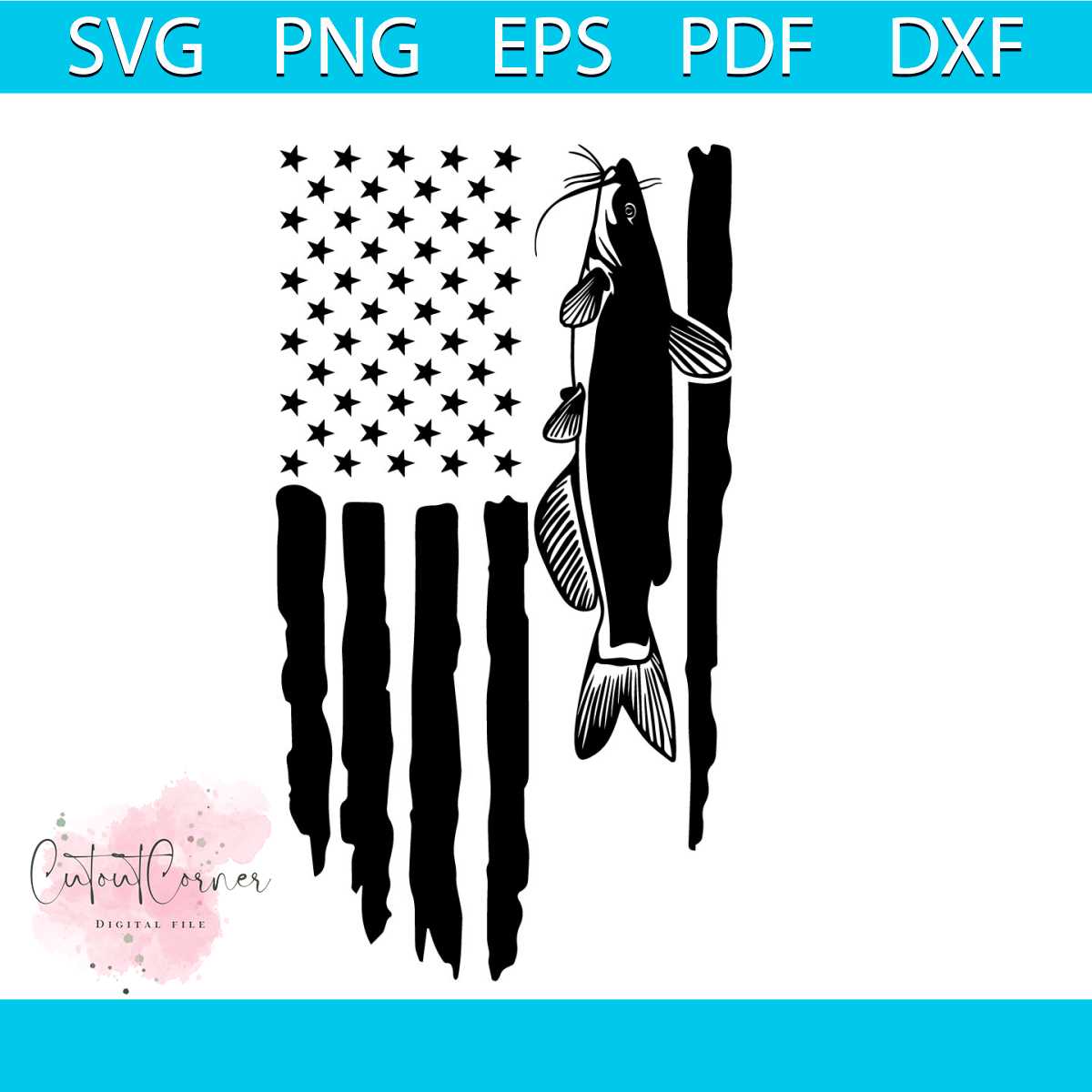 Catfish Fishing Flag Svg, Independence Svg, American Flag Sv | Inspire ...