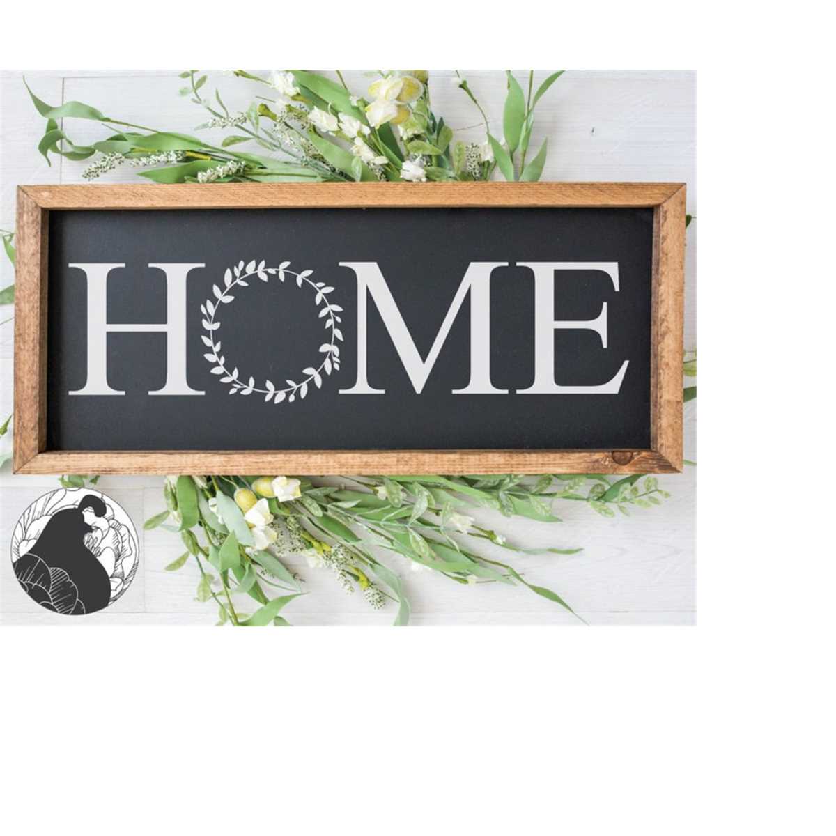 Home with Wreath SVG, Home Sign svg, Wreath Cut File for Far | Inspire ...