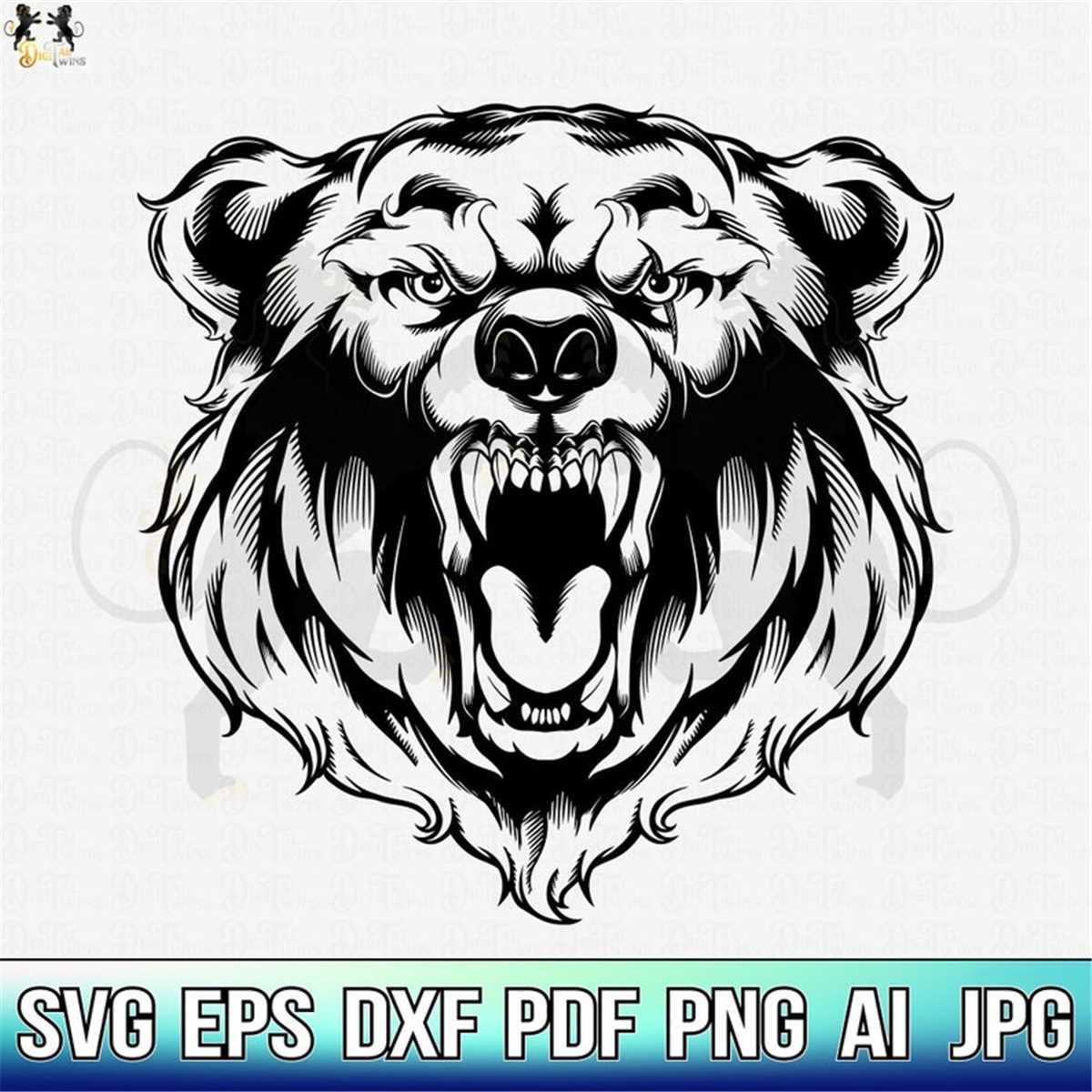 Bear Face Svg, Bear Svg, Bear Clipart, Bear Vector, Bear Cri - Inspire ...