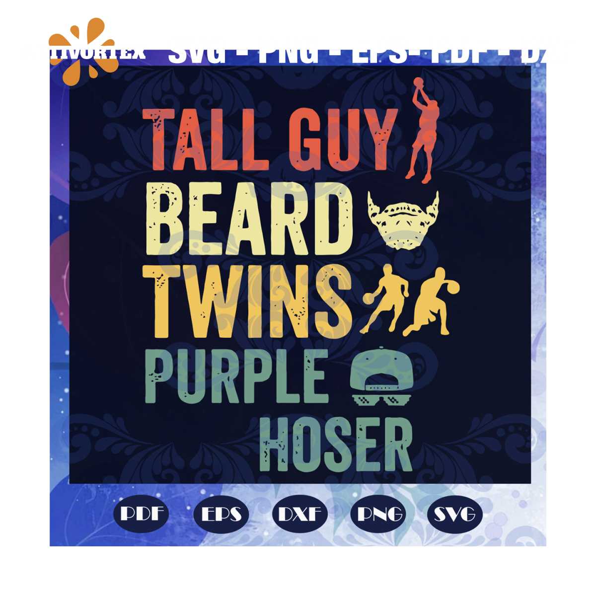 Tall guy Beard Twins Purple Hoser svg, tall guy svg, beard s | Inspire ...